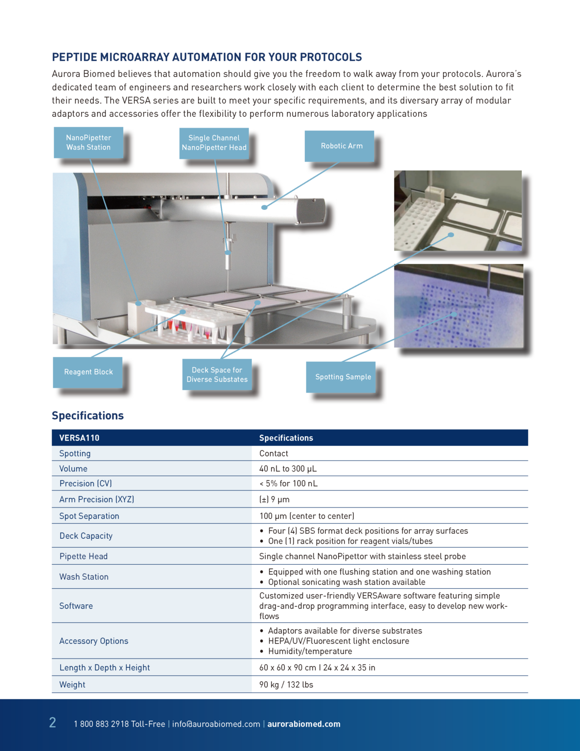 VERSA 110 Microarray Spotter Brochure - Aurora Biomed